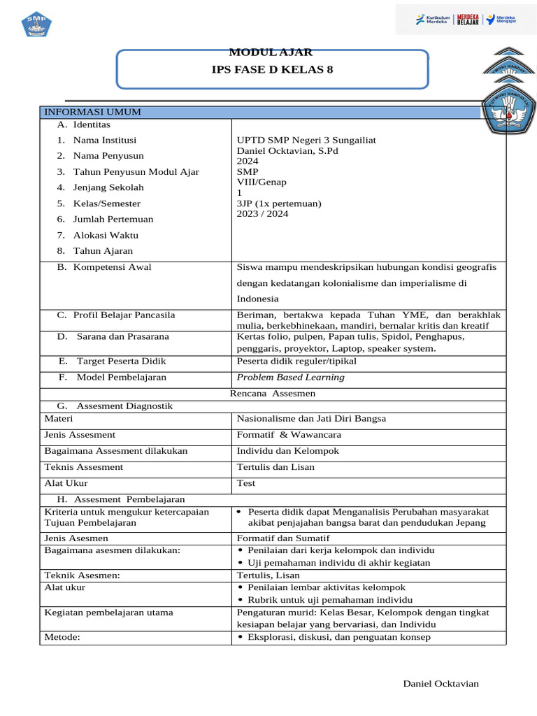 Modul Tema 03 TP 2 Nasionalisme Dan Jati Diri Bangsa | PDF
