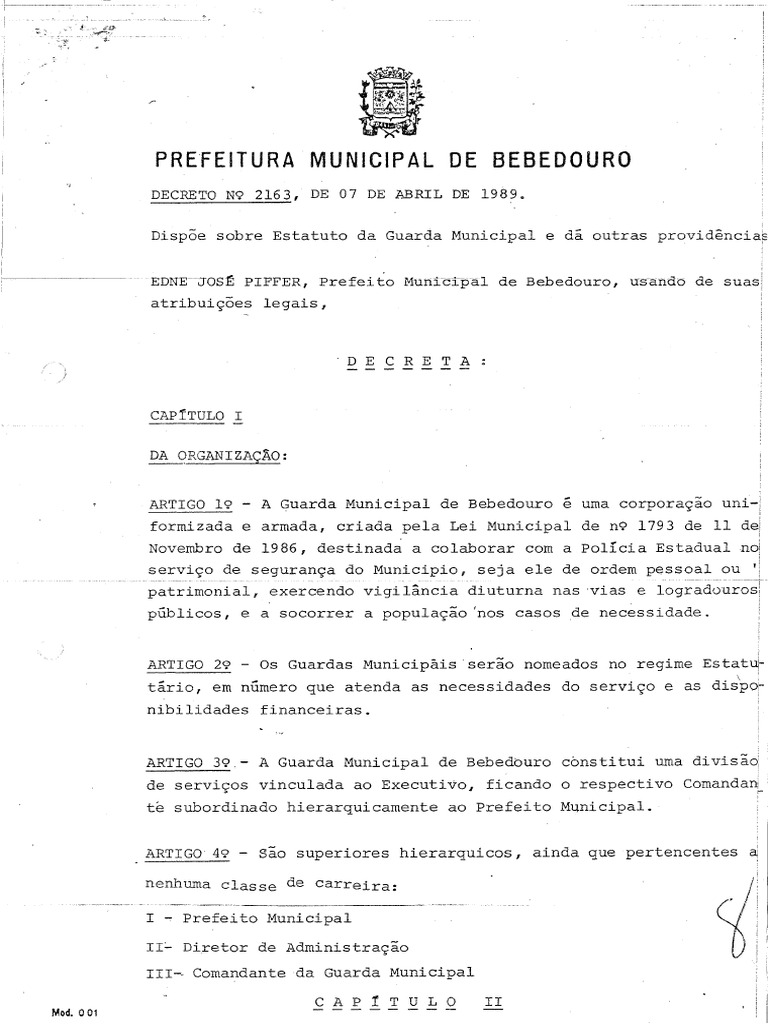 Decreto 2163 1989 Estatuto Da GCMB | PDF