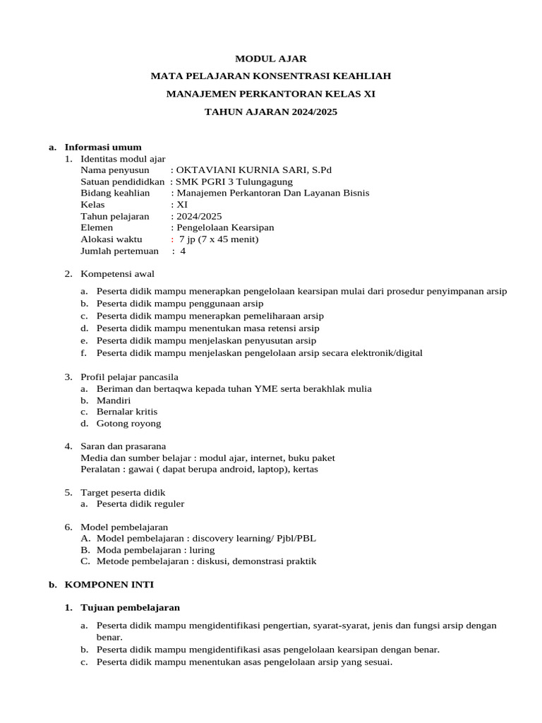 Modul Ajar Keahlian MPLB XI - 054559 | PDF