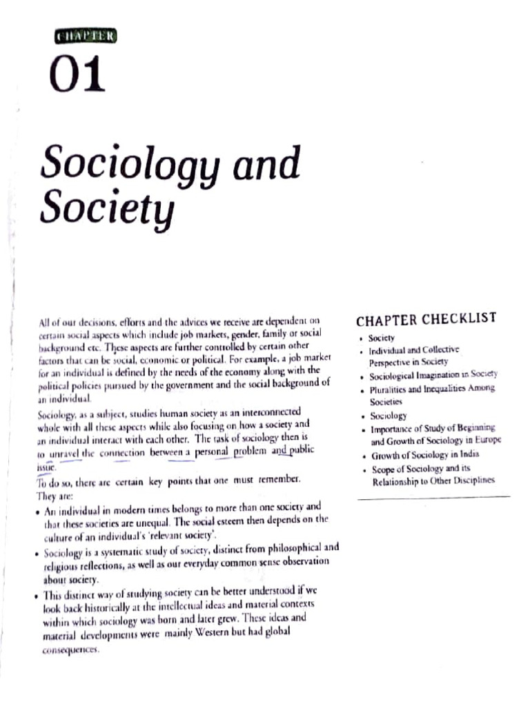 All in One Sociology Class 11 | PDF