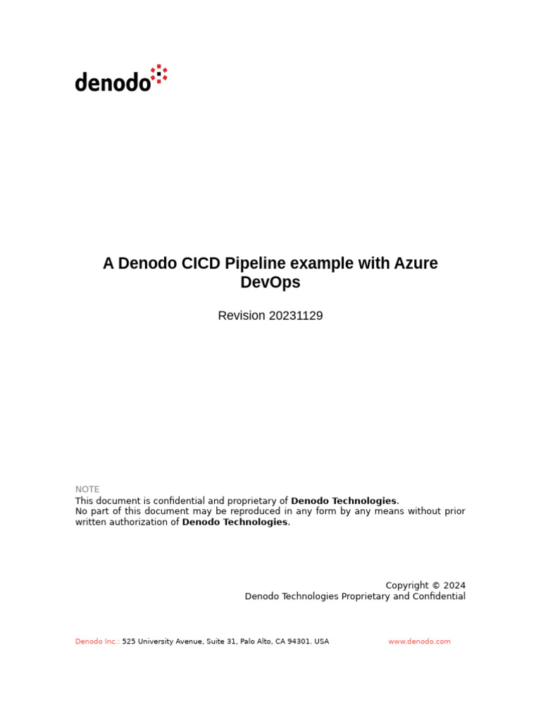 A Denodo CICD Pipeline Example With Azure DevOps 20231129 | PDF