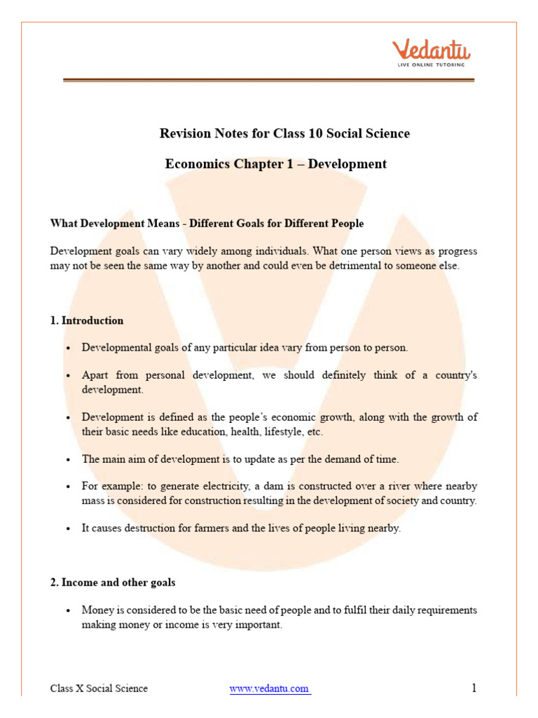 Cbse Class 10 Social Science Economics Chapter 1 Notes | PDF