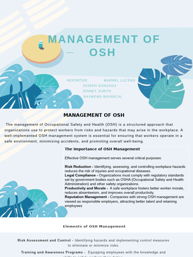Group 7 MANAGEMENT OF OSH | PDF