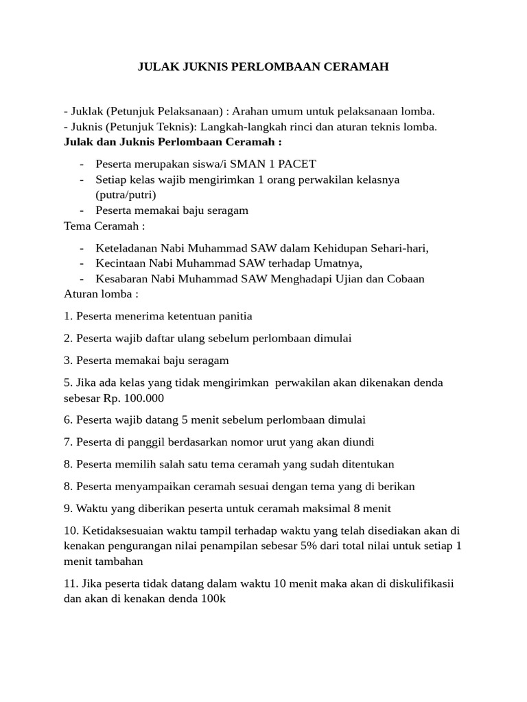 Julak Juknis Lomba Ceramah-2 | PDF