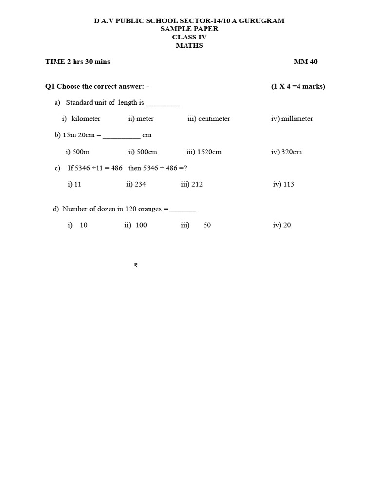 Maths Sample Paper 2024 | PDF