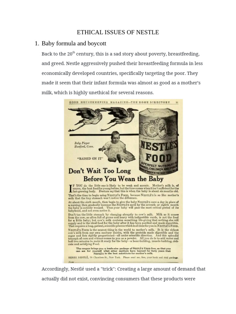 ETHICAL ISSUES OF NESTLE | PDF
