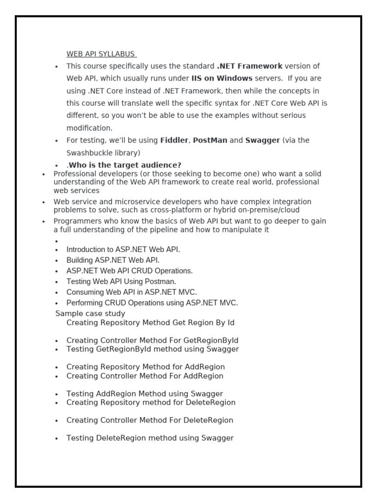 WEB API SYLLABUS | PDF