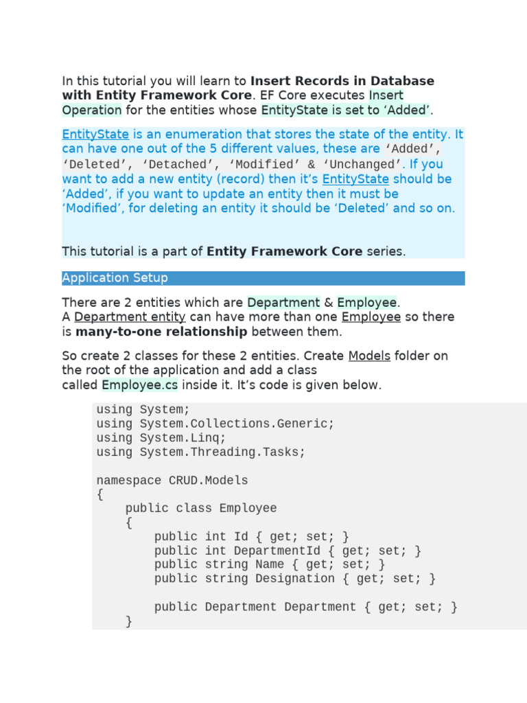 Entity Framework Core Notes | PDF