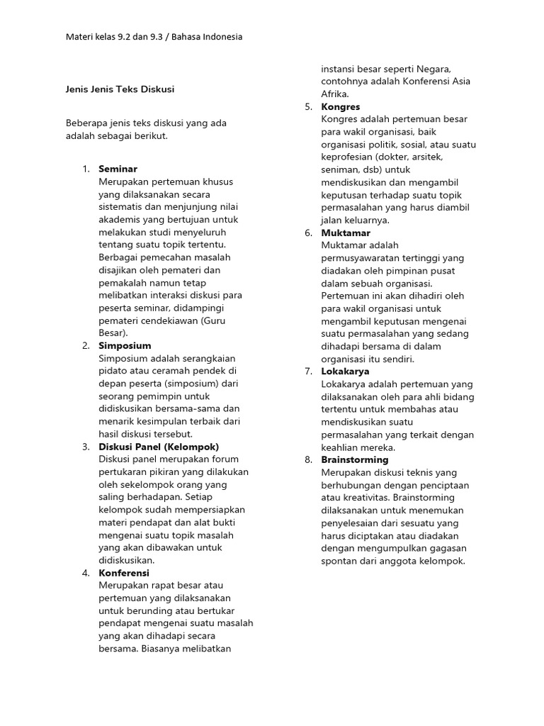 Jenis Jenis Teks Diskusi | PDF