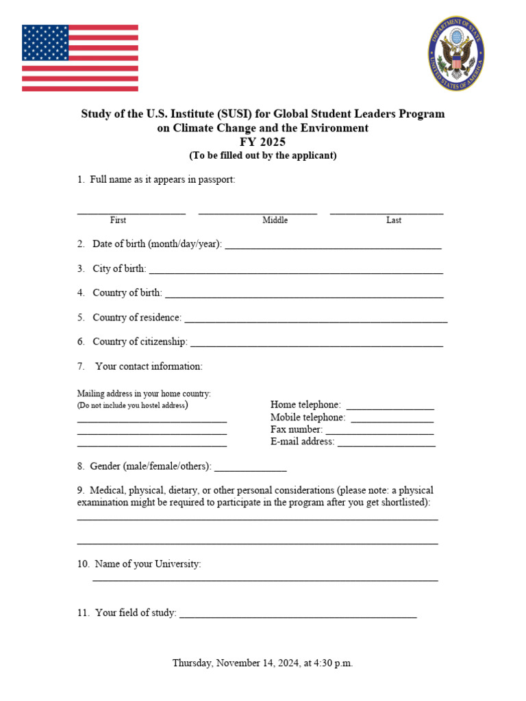SUSI-Student-Application-form-2025 | PDF
