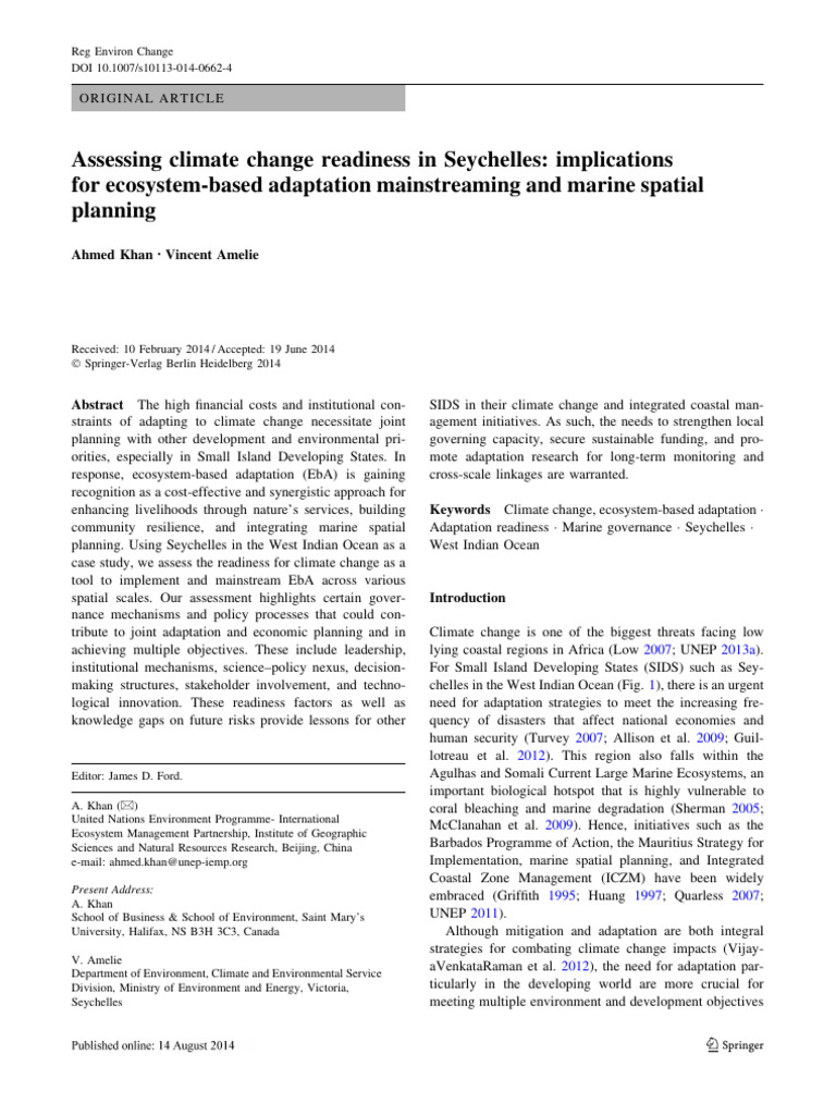 Assessing Climate Change Readiness in Seychelles - Implications For ...