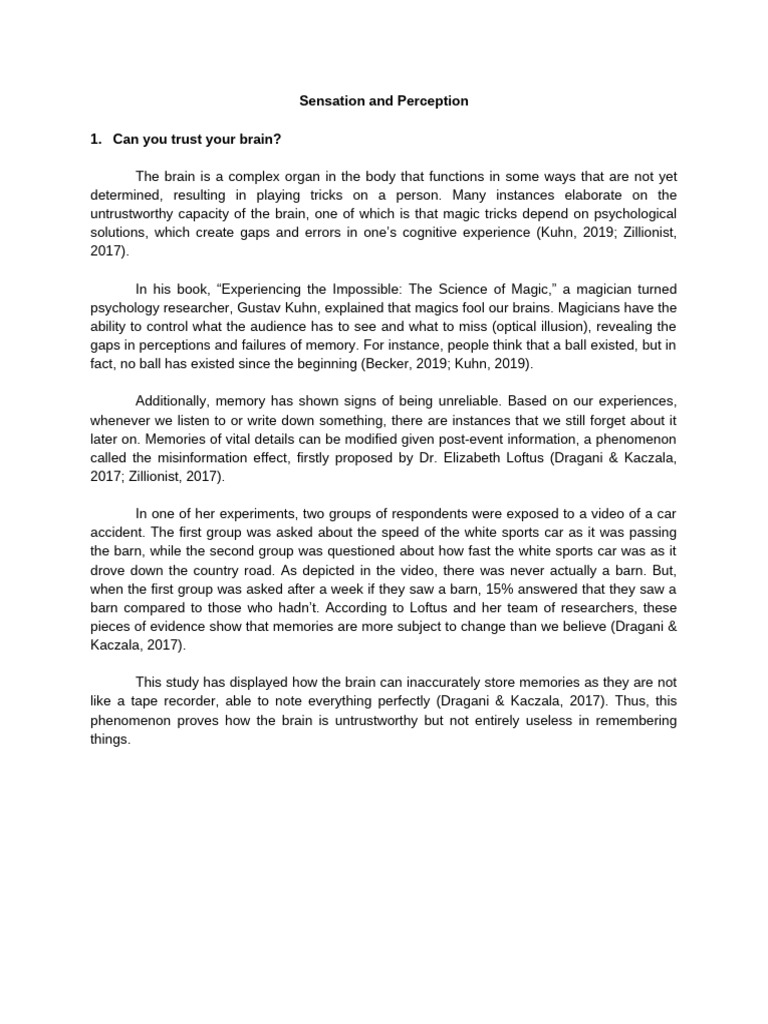 CHAPTER 3- Sensation and Perception with Answer Key | PDF