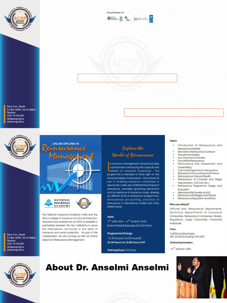 Reinsurance Diploma Dr. Anselmi 8.06.2024 | PDF