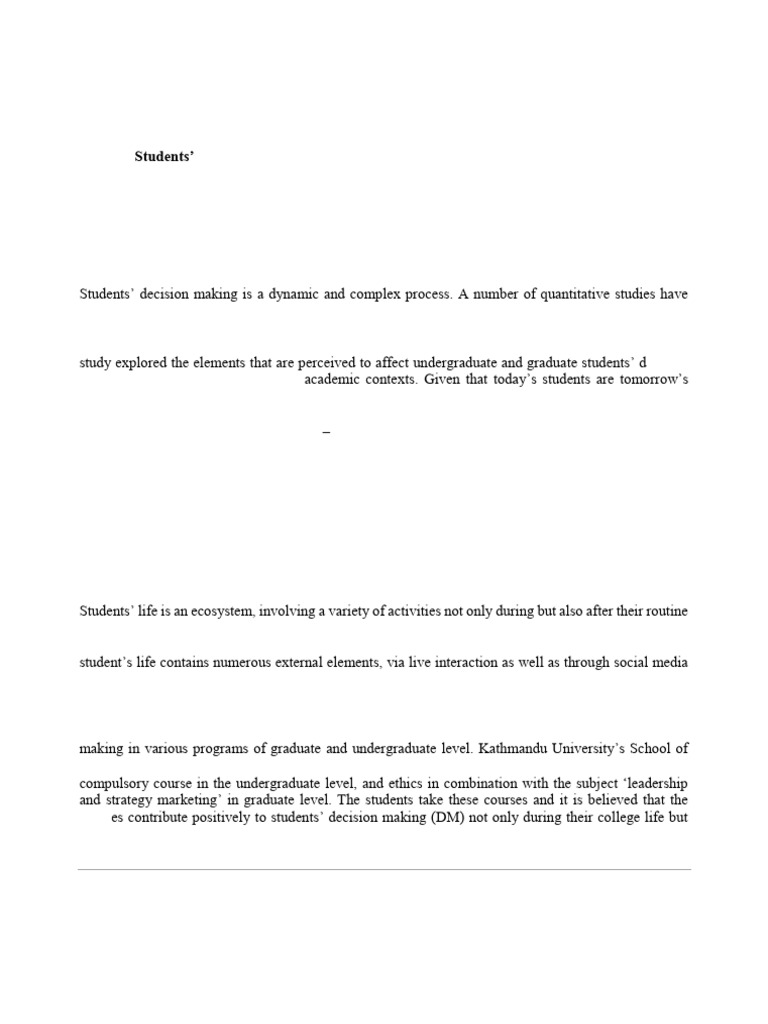 Students Decision-Making at The University Level | PDF | Attitude ...