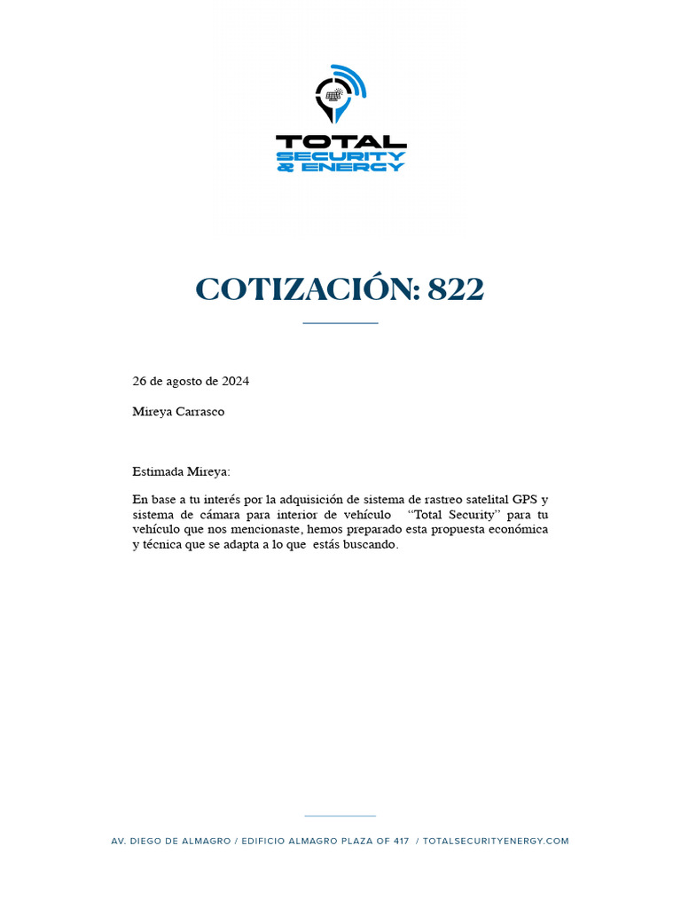 Cotización Mireya Patricia Carrasco Ponce | PDF | Ingeniería ...