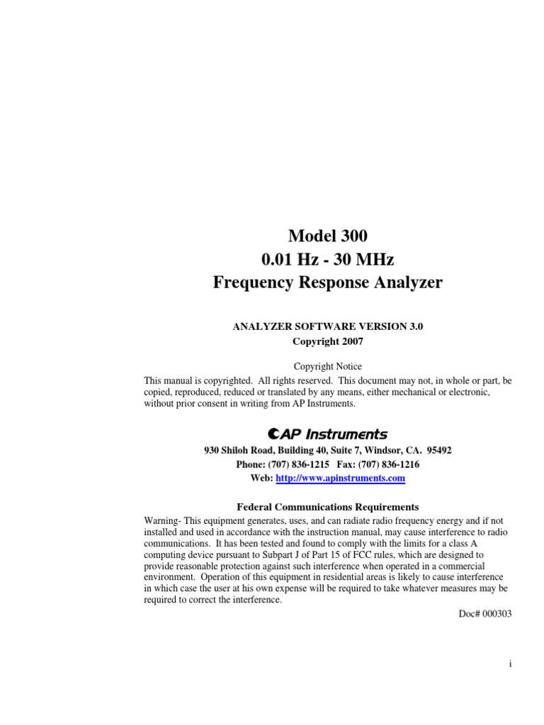 Model 300 0.01 HZ - 30 MHZ Frequency Response Analyzer: #2+puvtwogpvu ...