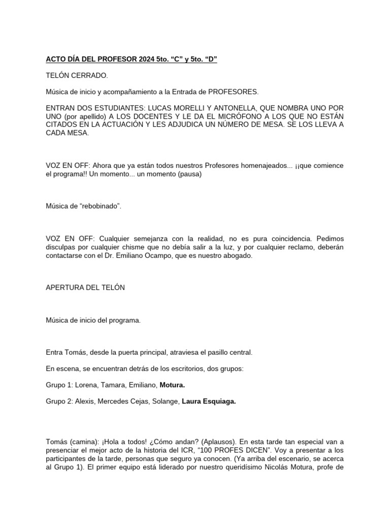 Guion Acto Profes | PDF