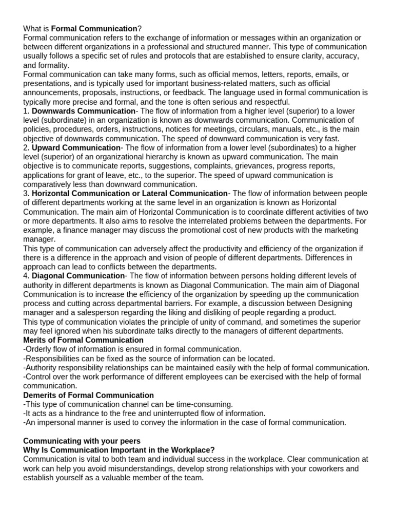 What Is Formal Communication Final | PDF