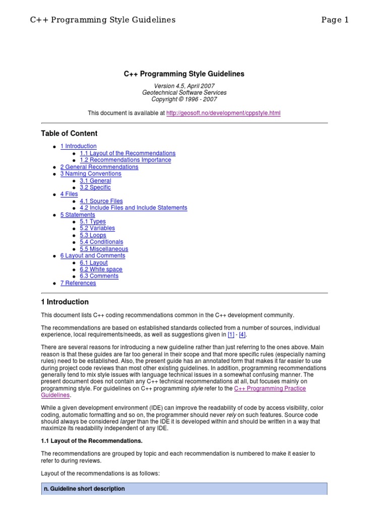 C Programming Style Guidelines Pdf C Control Flow