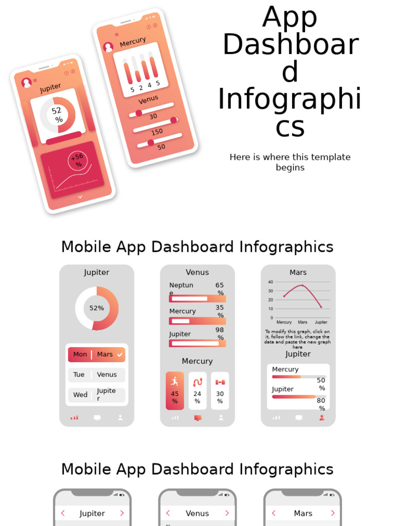 Mobile App Dashboard Infographics by Slidesgo | PDF