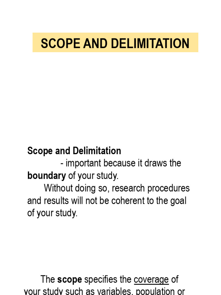 Lesson 12. SCOPE AND DELIMITATION - 093822 | PDF | Methodology