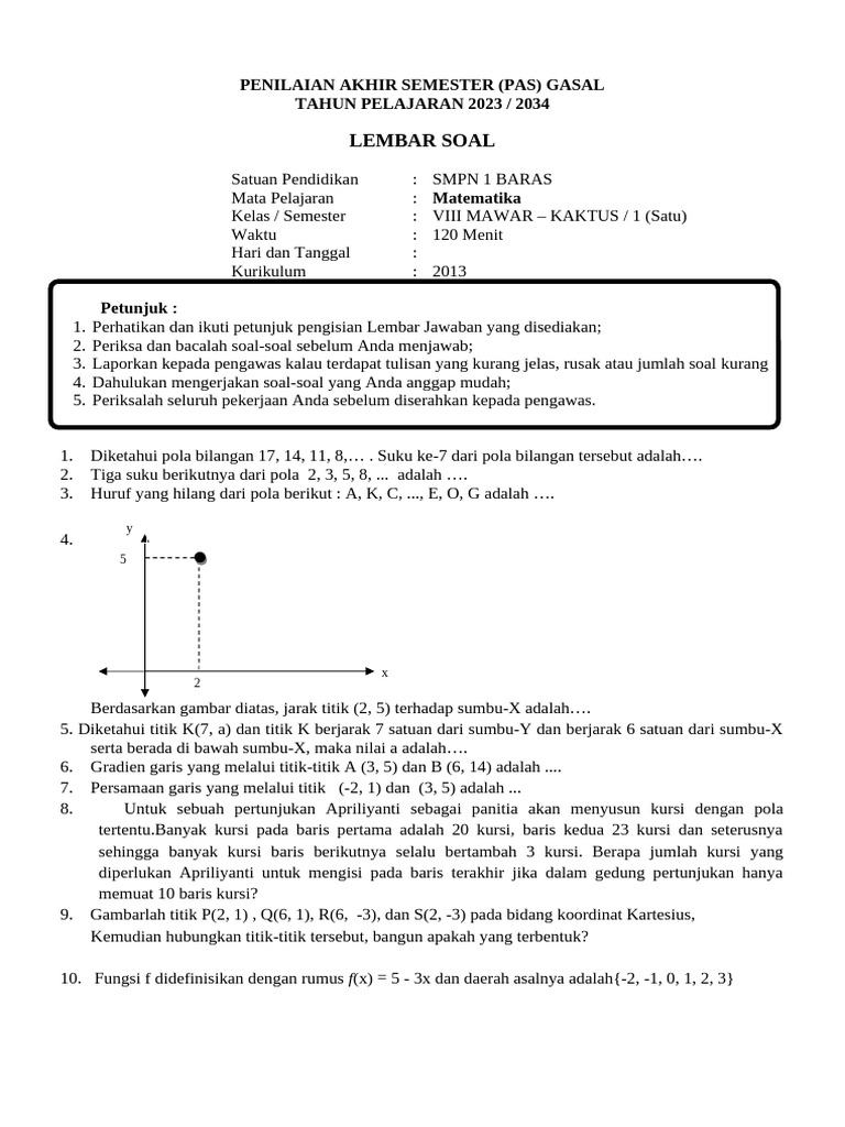 Penilaian Akhir Semester Kelas 8 Fix (10 Nomor) | PDF