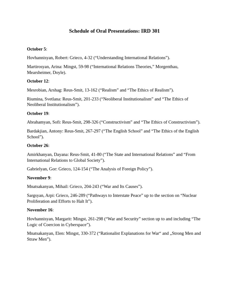 Schedule of Oral Presentations | PDF