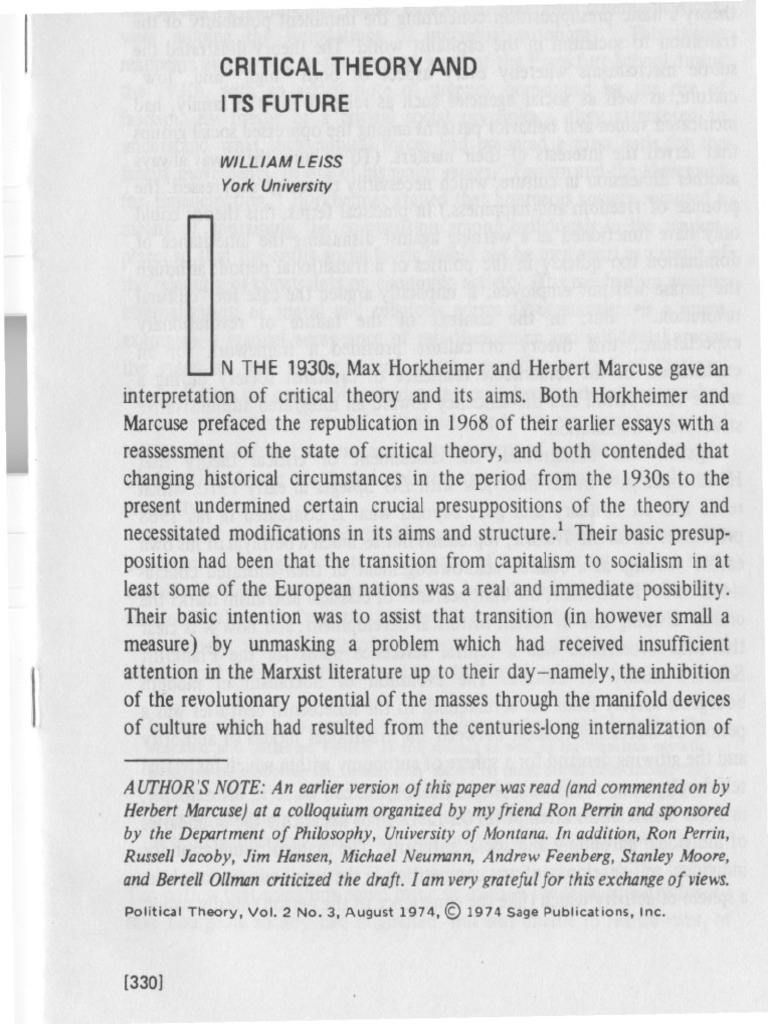 Critical Theory and Its Future | PDF