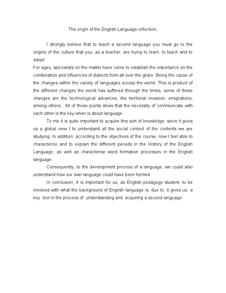 Reflection on English Language Origins | PDF