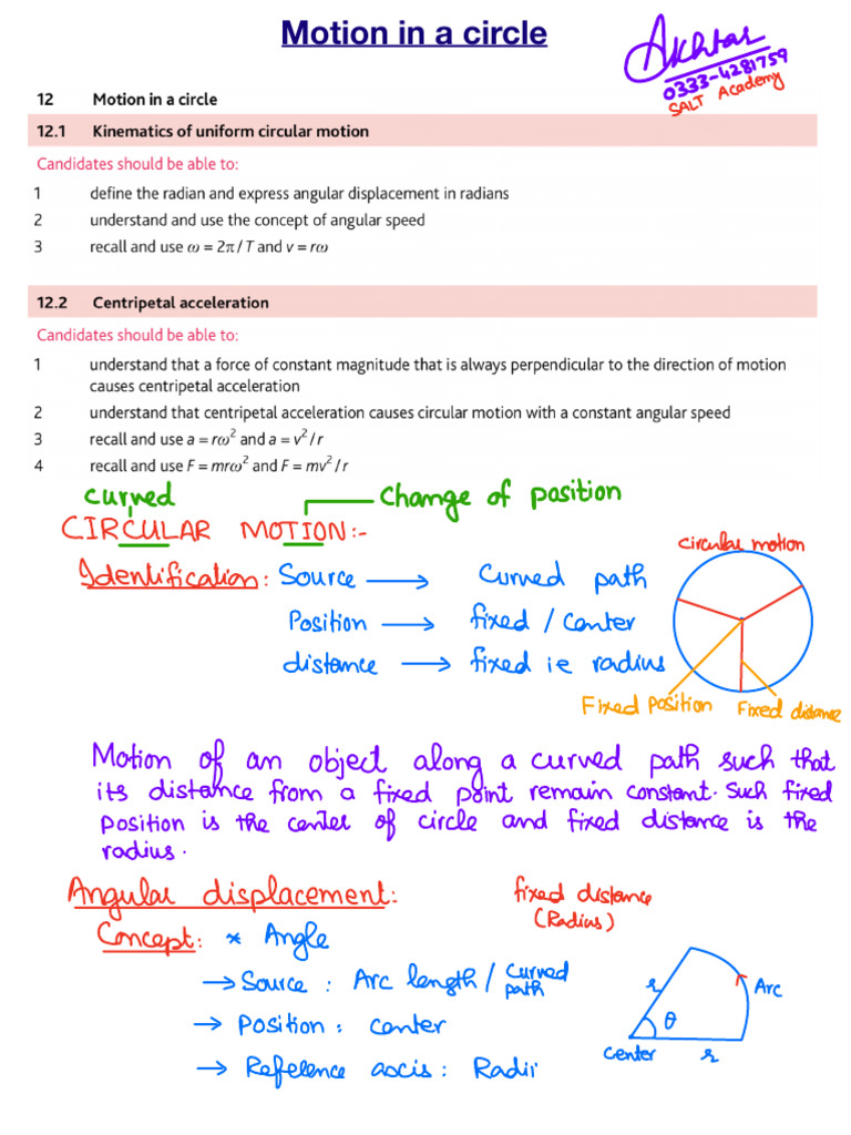 Motion in A Circle | PDF