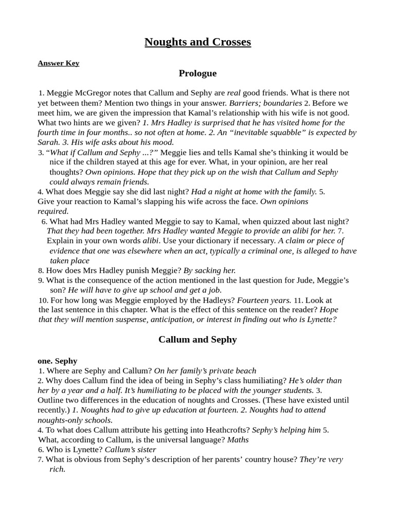 Noughts and Crosses - Questions (With Answers) CH 1-15.doc - Google ...