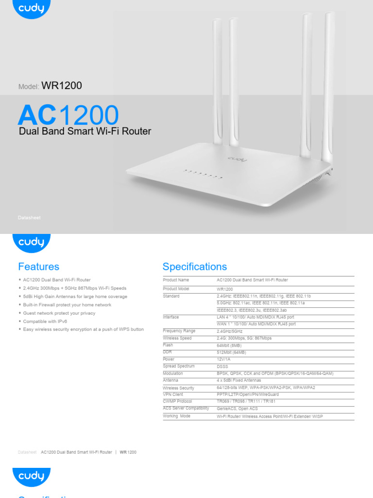 AC 1200 Dual Band Smart Wi-Fi Router | PDF | Wi Fi | I Pv6
