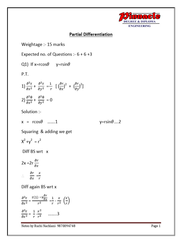 Partial Differentiation Latest | PDF