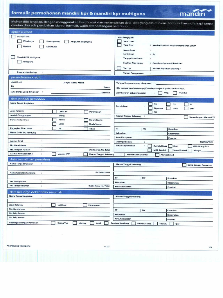 Form Aplikasi Kredit KPR | PDF