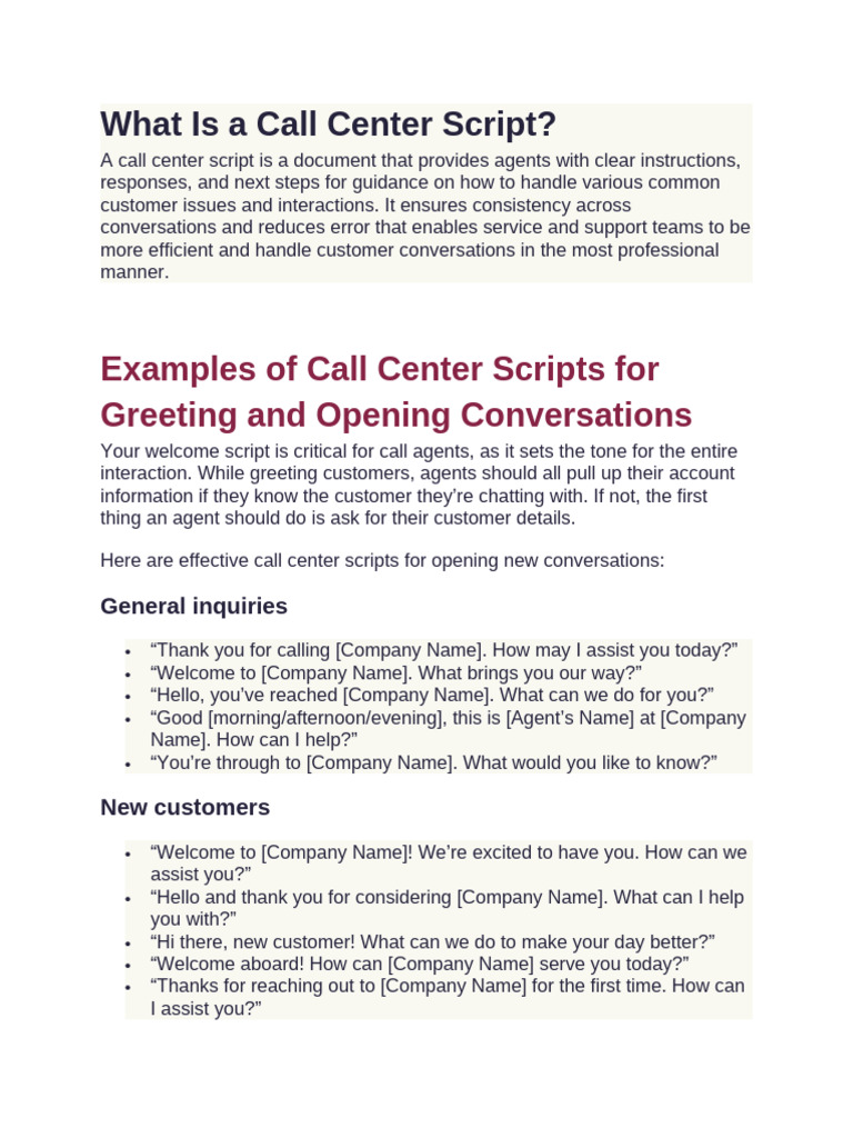Call Center Script | PDF