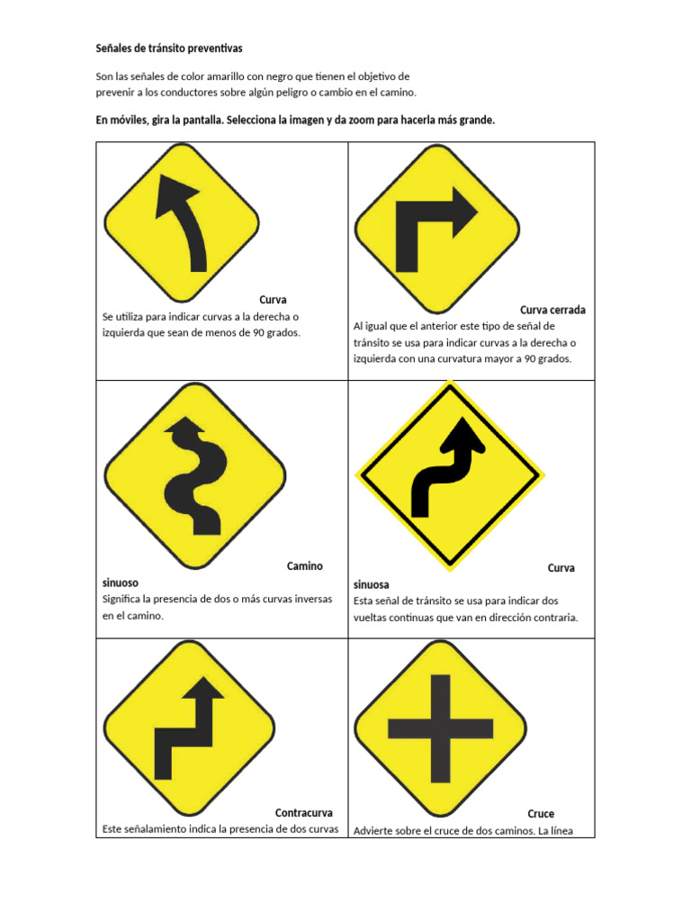 Señales de Tránsito Preventivas | PDF
