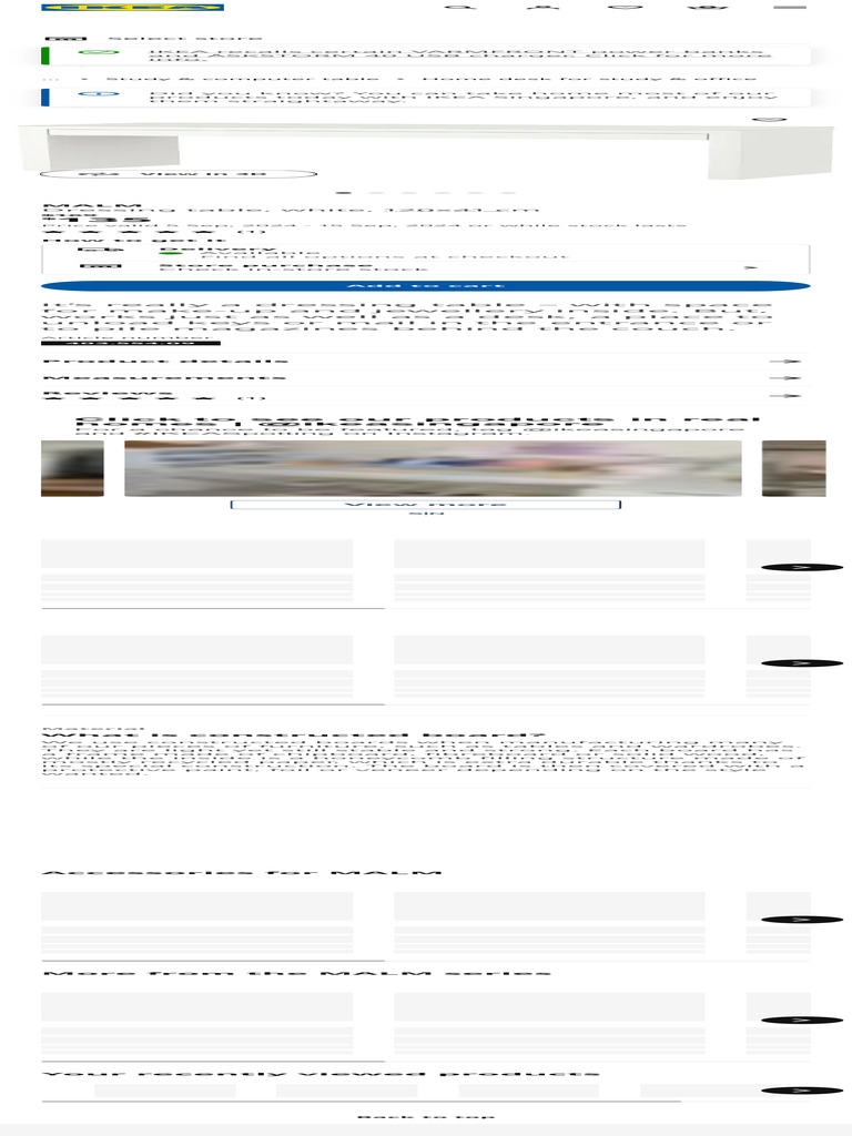 MALM Dressing Table, White, 120x41 CM - IKEA | PDF