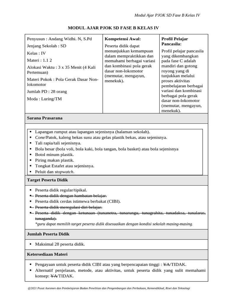 MODUL AJAR KELA 4 NO 1 | PDF MODUL AJAR KELA 4 NO 1 | PDF