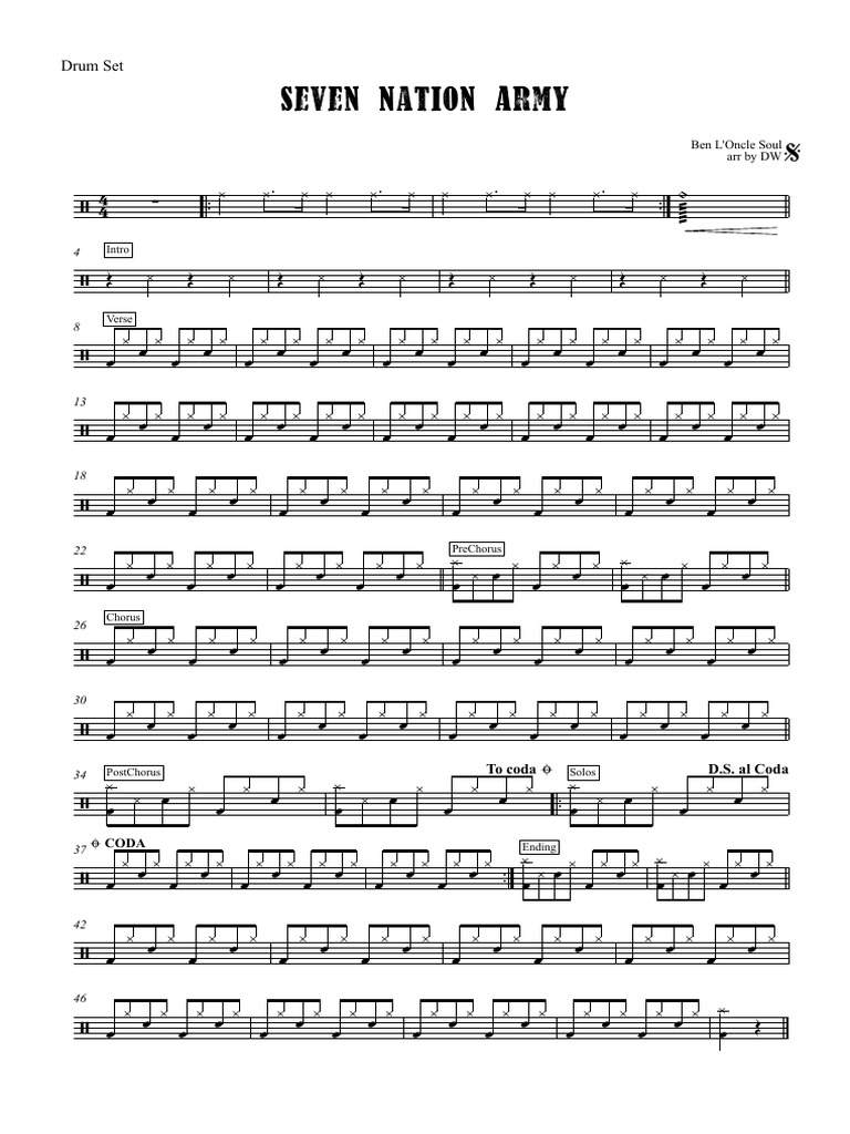 Seven Nation Army - Drums | PDF | Songs | Musical Forms