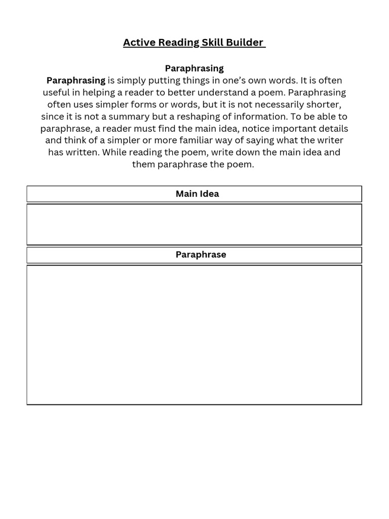 The Road Not Taken - Skill Builders | PDF