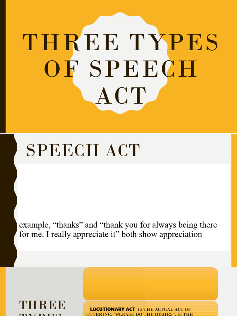 Presentation in Oral Communication Three Types of Speech Acts | PDF