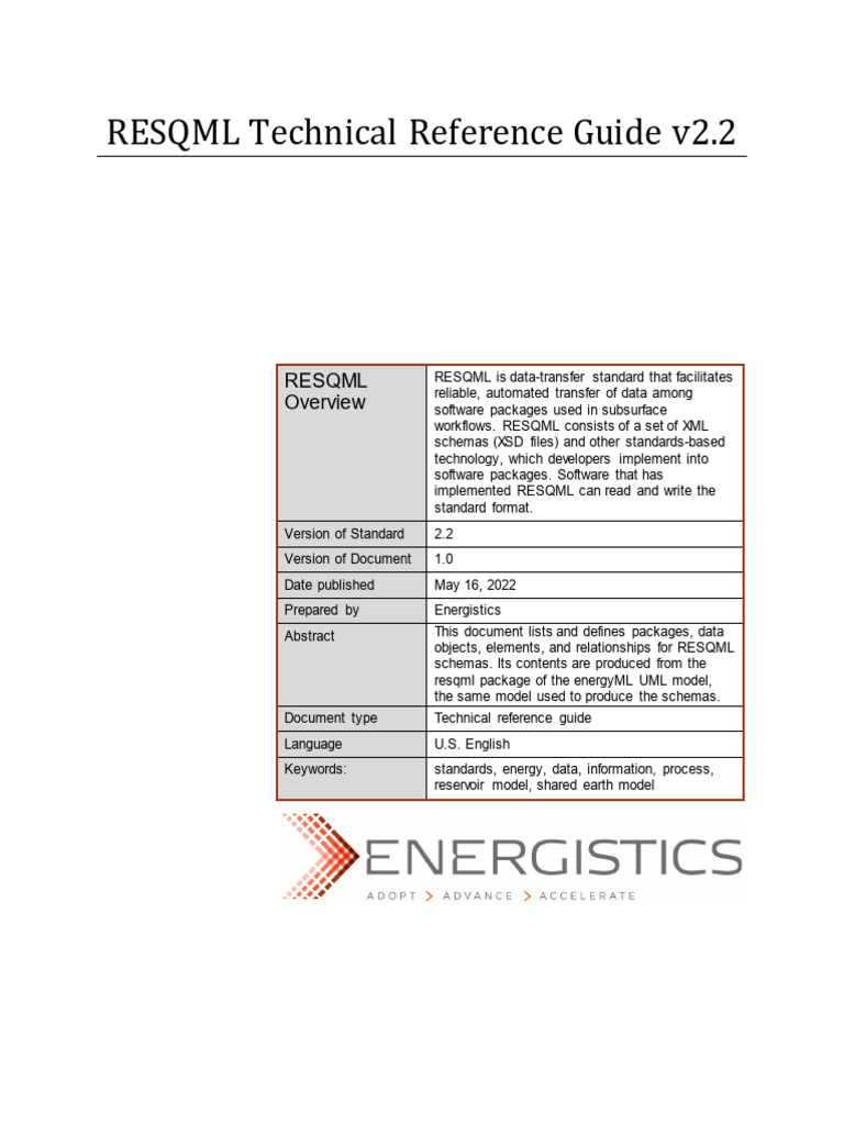 RESQML v2.2 Technical Reference Guide | PDF | Xml Schema | Computing