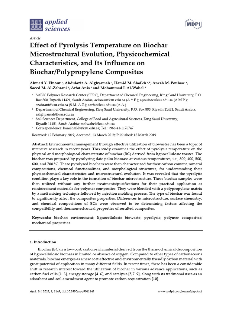 Effect of Pyrolysis Temperature On Biochar Microst | PDF