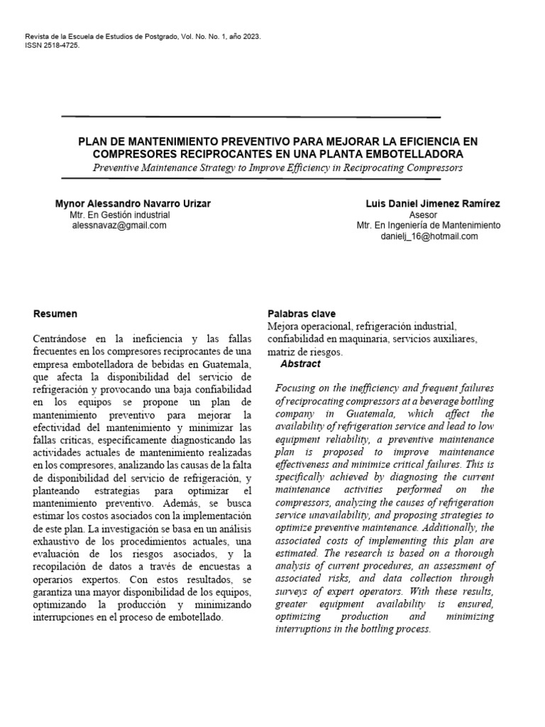 Mantenimiento Preventivo en Compresores | PDF | Ingeniería de ...