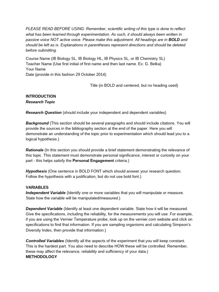 IB Science IA Template | PDF
