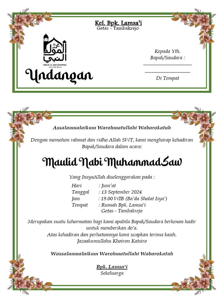 Undangan Maulid A4 | PDF