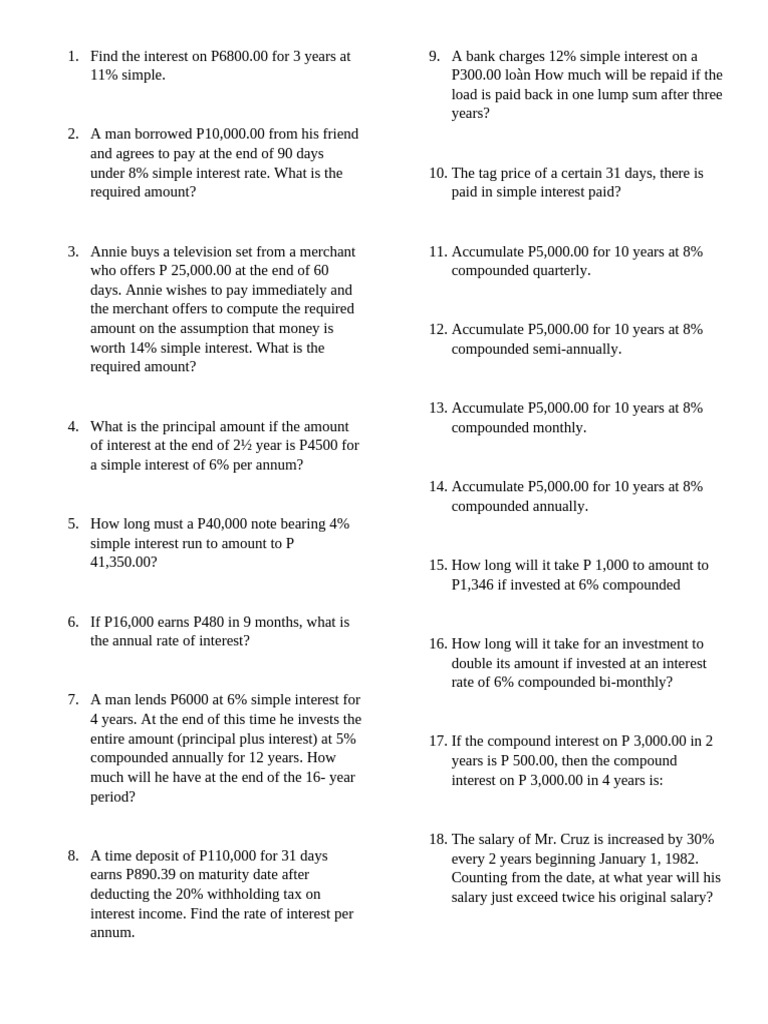 SIMPLE AND COMPOUNDED INTEREST | PDF