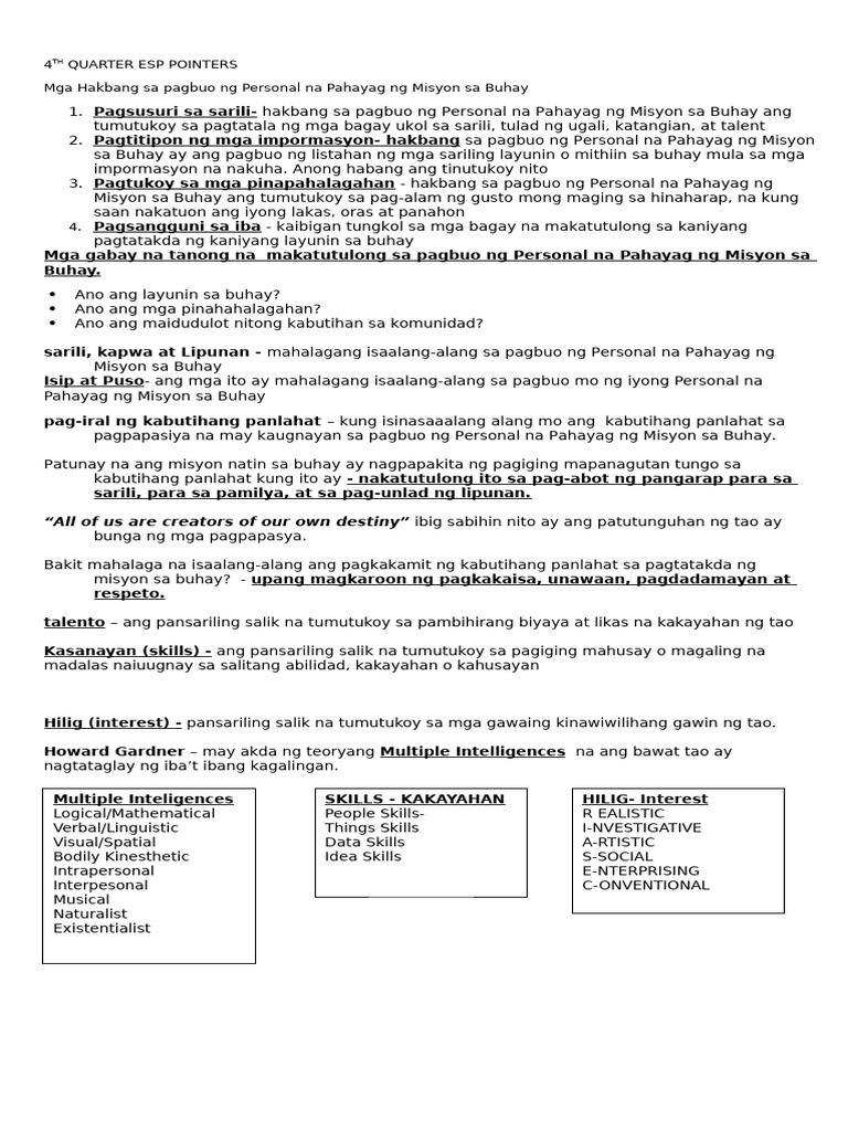 4th Quarter Esp9 Pointers | PDF