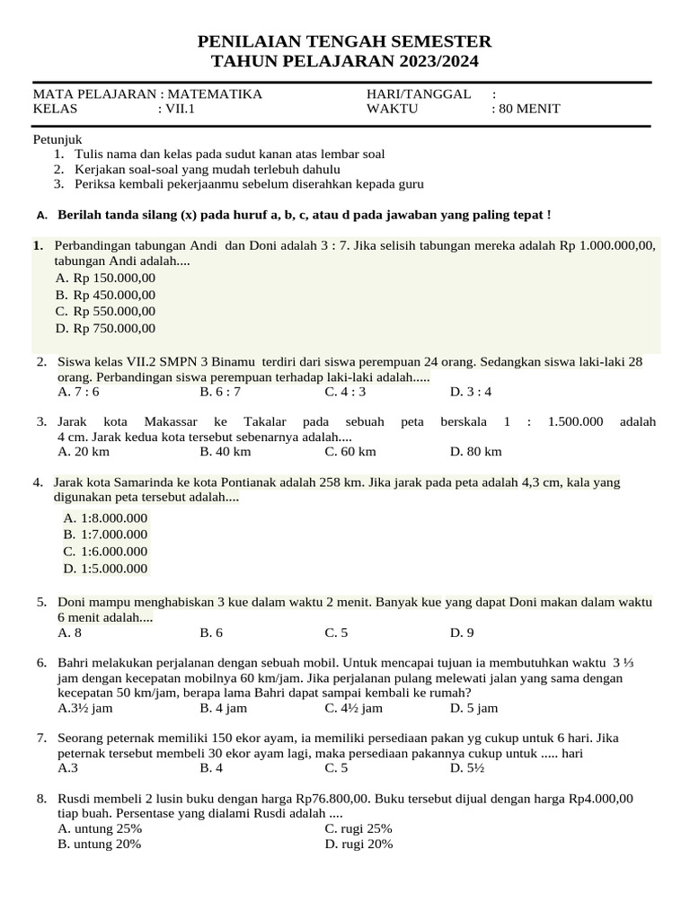 Soal PTS 2022 | PDF
