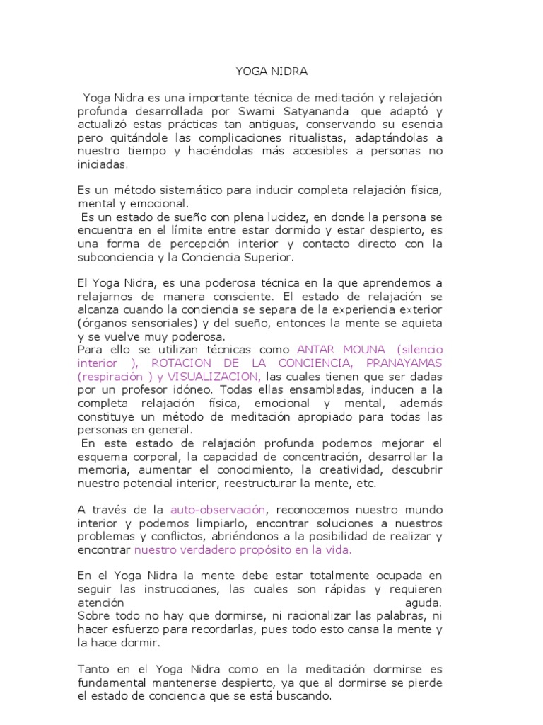 Yoga Nidra | PDF | Meditación | Mente